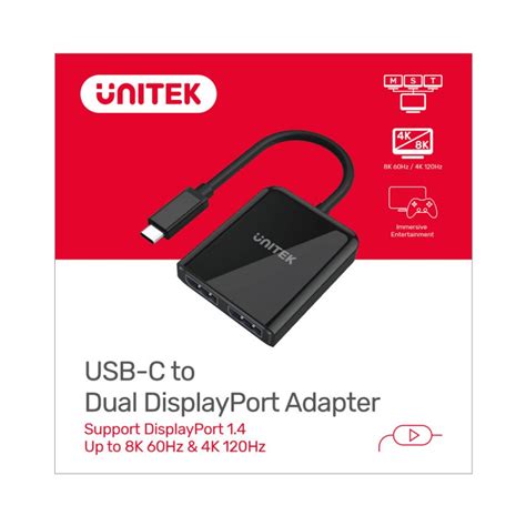 Unitek K Hz Type C To Dual DisplayPort Converter With MST Support V A GeeWiz