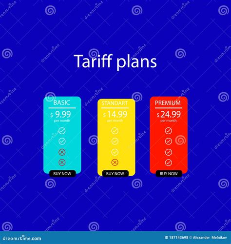 Realistic Icon Of Three Tariff Plans Vector Illustration Eps 10 Stock Illustration
