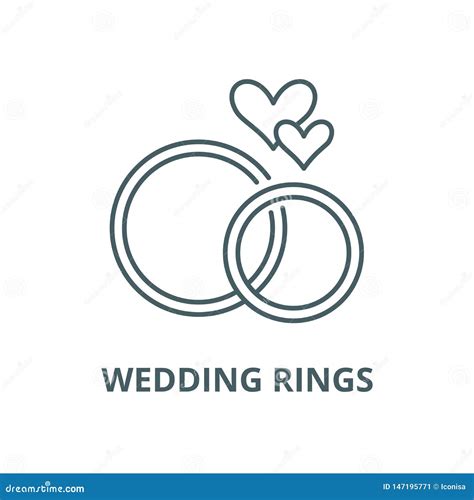Wedding Rings Vector Line Icon Linear Concept Outline Sign Symbol Stock Vector Illustration