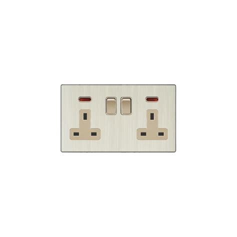 Double 13a Socket With Switch Golden Aluminum Siddiqui Trading Fzco