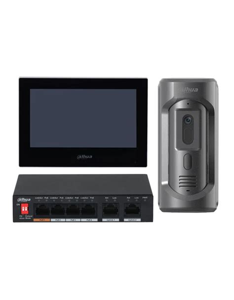 Dahua Intercom Kit Black 7 Inch Touch Screen Outdoor Station And 4 Port