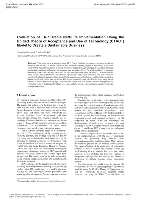 Pdf Evaluation Of Erp Oracle Netsuite Implementation Using The