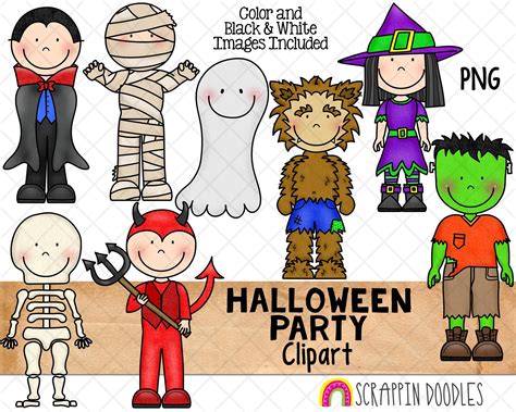Halloween Clipart Halloween Party Costumes Dracula Werewolf Mu
