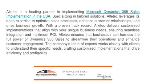 Ppt Microsoft Dynamics 365 Sales Implementations Partners Solutions