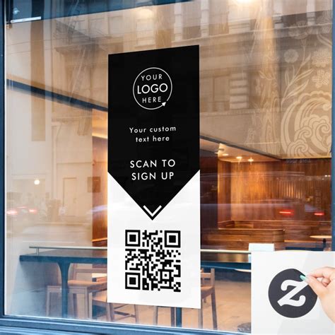 QR Code Business Logo Black And White Window Cling Zazzle Window Clings Business Logo