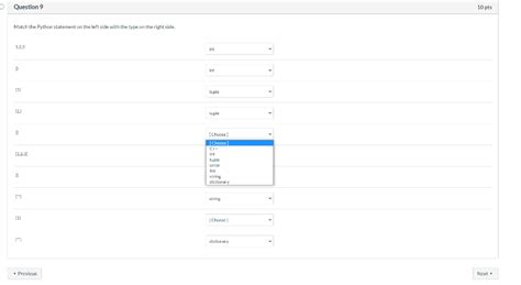 Solved Question 9 10 Pts Match The Python Statement On The