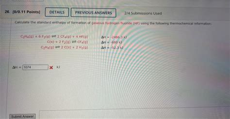 Solved Calculate The Standard Enthalpy Of Formation Of Chegg
