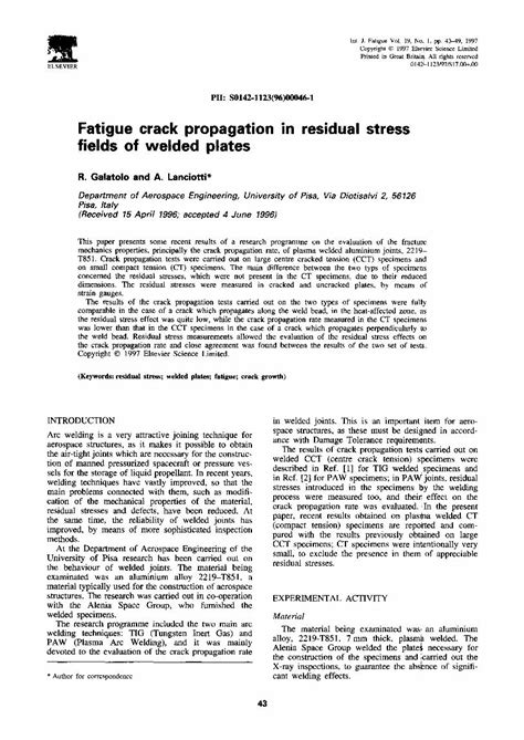 Pdf Fatigue Crack Propagation In Residual Stress Fields Of Welded