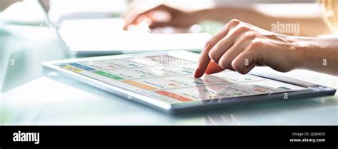 Scrum Project Manager Scheduling Using Agile Software Stock Photo Alamy