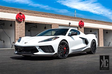 White 2020 Chevrolet Corvette C8 Stingray With Black 20x9 And 21x12