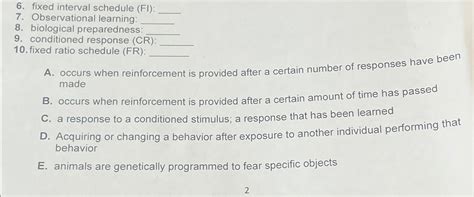 Solved Fixed Interval Schedule Fi Observational