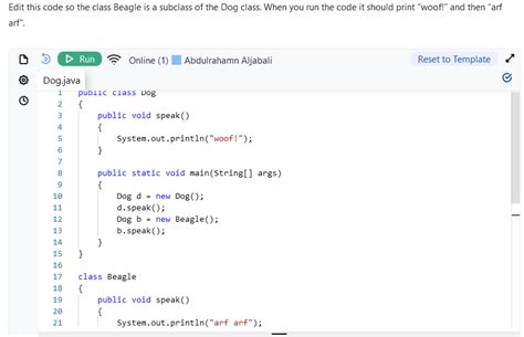 Solved Edit This Code So The Class Beagle Is A Subclass Of