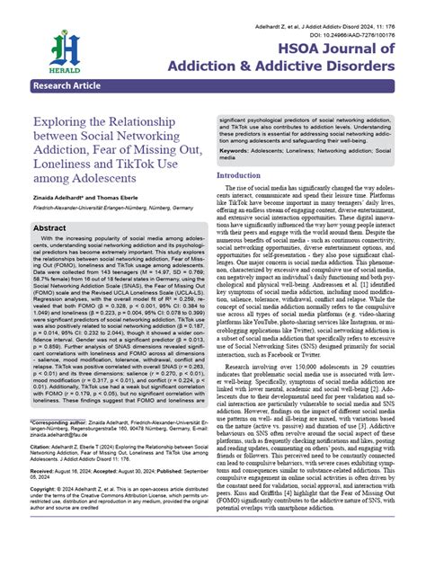 Exploring The Relationship Between Social Networking Addiction Fear Of Missing Out Loneliness