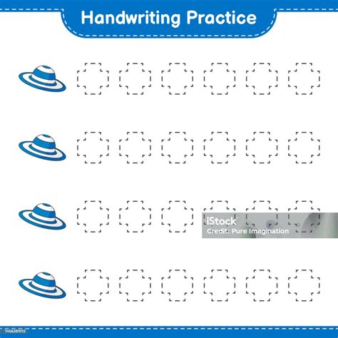 필기 연습 여름 모자의 추적 라인 교육 어린이 게임 인쇄 워크시트 벡터 일러스트 레이 션 0명에 대한 스톡 벡터 아트 및 기타 이미지 Istock