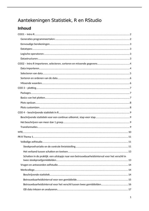 Samenvatting Overzicht Stof R En Rstudio Onderzoeksmethoden En Bio
