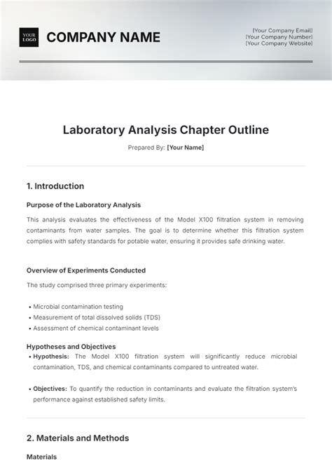 Free Laboratory Analysis Chapter Outline Template To Edit Online