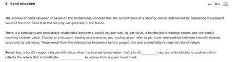 Solved 4 Bond Valuation Aa Aa The Process Of Bond Valuation Chegg Com