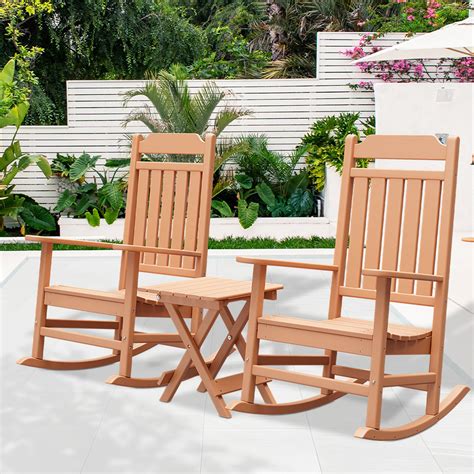 Wildon Home® 3 Piece Outdoor Rocking Chairs Set Adirondack Rocker