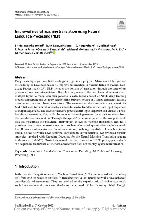 Improved Neural Machine Translation Using Natural Language Processing Nlp Request Pdf