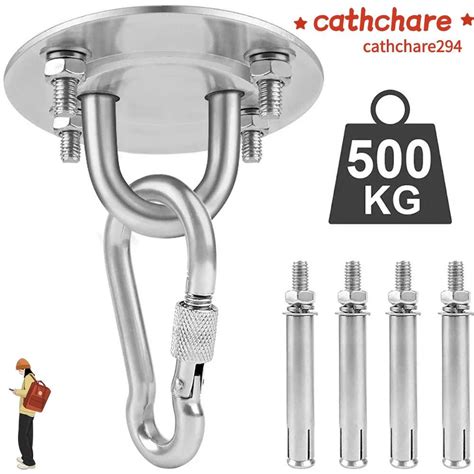 แคทชรี294 1เซ็ตติดผนัง สมอ ตะขอ สแตนเลสโยคะกระสอบทรายแกว่งอุปกรณ์ยิมแกว่งตะขอ ที่มีสกรู4ชิ้นเปล