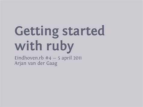 Getting Started With Ruby Speaker Deck