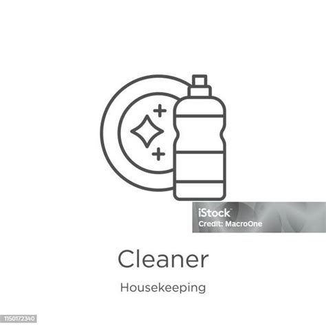 하우스키핑 컬렉션에서 청소기 아이콘 벡터입니다 얇은 라인 클리너 개요 아이콘 벡터 일러스트 레이 션입니다 웹 사이트 디자인 및