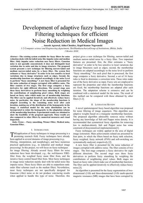 Pdf Development Of Adaptive Fuzzy Based Image Filtering Techniques For Efficient Noise