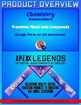 Chemistry Nomenclature Transition Metal Ionic Compounds Google Form Quiz