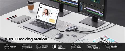 Orico Usb C Docking Station 9 In 1 Usb C Dock With 1000mbps With Hdmi Compatible 4k Pd100w 3