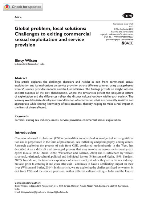 Pdf Global Problem Local Solutions Challenges To Exiting Commercial Sexual Exploitation And