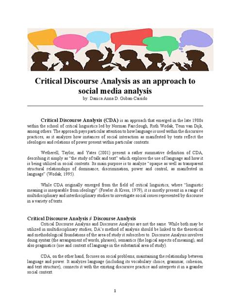 Cda As A Tool In Social Media Analysis Colloquium Pdf Discourse Communication