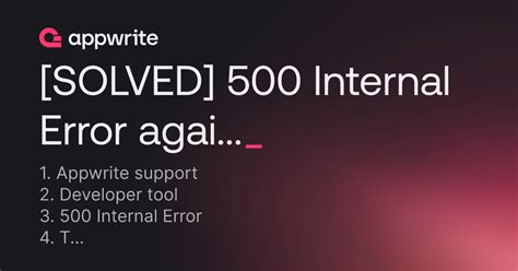 Solved 500 Internal Error Again Threads Appwrite