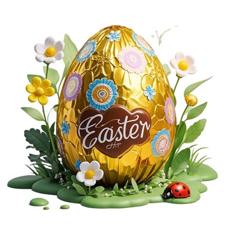 Easter Egg With Ladybug And Flowers 53922968 Png