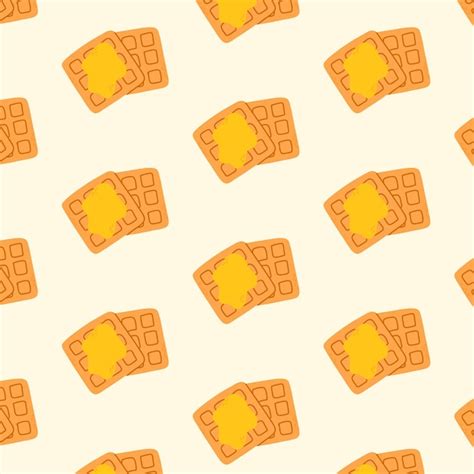 Premium Vector Seamless Pattern With Waffles Homemade Waffle Print