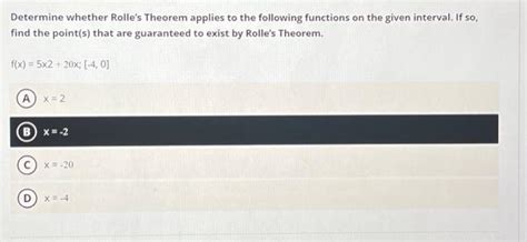 Solved Determine Whether Rolle S Theorem Applies To The Chegg