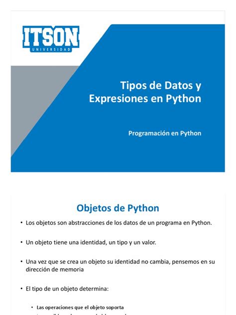 Tipos De Datos Y Expresiones En Python Pdf Python Lenguaje De Programación Tipo De Datos
