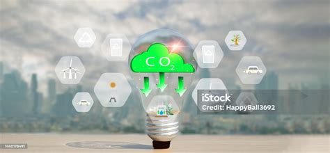 순 제로 및 탄소 중립 개념 Netzero 아이콘이 있는 전구 혁신적인 재생 에너지 Co2 탄소 배출 감소 환경 친화적 폐기물 재활용 태양 광 발전 및 전기 자동차 탄소