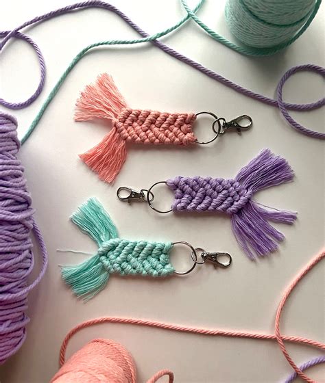 Mermaid Fringe Macrame Keychain Etsy