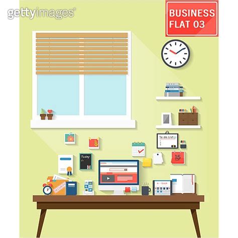 일러스트 벡터 일러스트 비즈니스 사무실 책상 노트북컴퓨터 개인용컴퓨터 이미지 A11941243 게티이미지뱅크