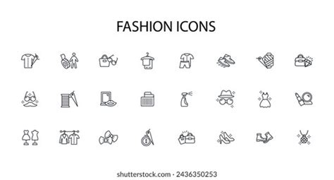 Fashion Icon Setvectoreditable Strokelinear Style Sign Stock Vector