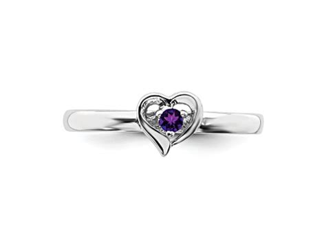 Sterling Silver Stackable Expressions Amethyst Heart Ring 006ctw