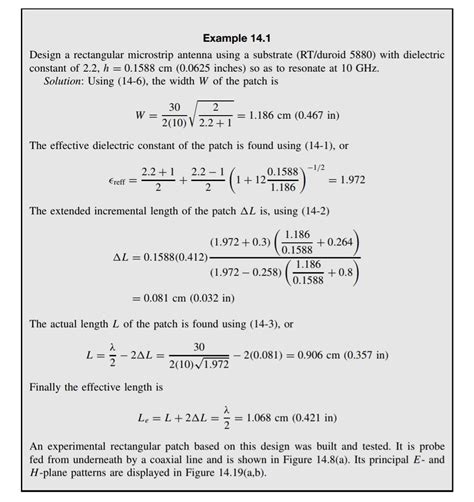 Solved Example 141 Design A Rectangular Microstrip Antenna