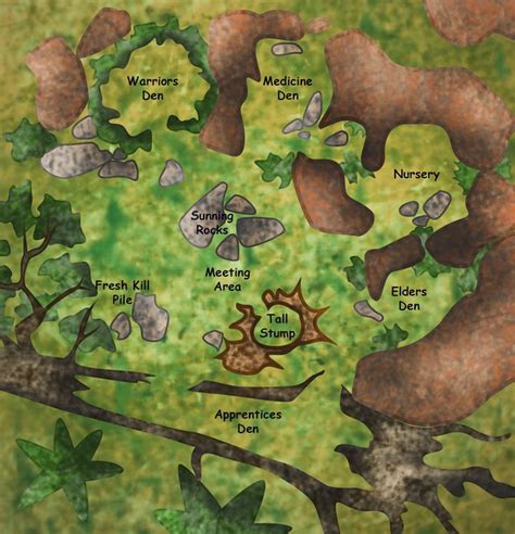 Warrior Cats Thunderclan Camp Map Warrior Cats Clans Warrior Cats