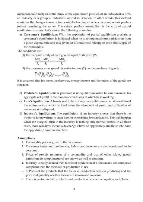 Solution Equilibrium Analysis Partial Equilibrium General Equilibrium And Dynamic Equilibrium