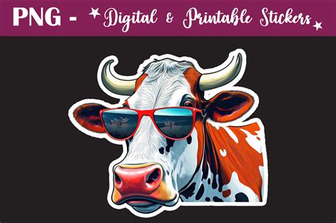 Cute Cow Sticker Design Png Graphic By Aleksandarbeowulf · Creative Fabrica