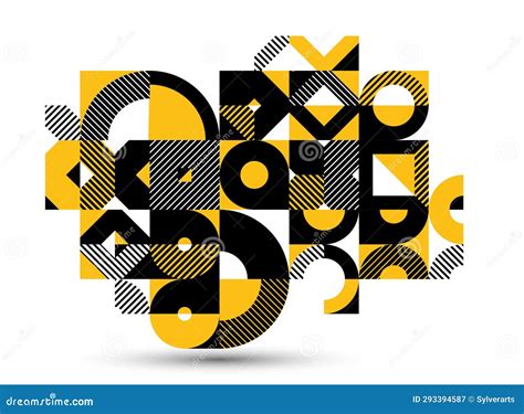 Abstract Geometric Vector Background Modular Tiling Stripy Art With Circles And Other Shapes