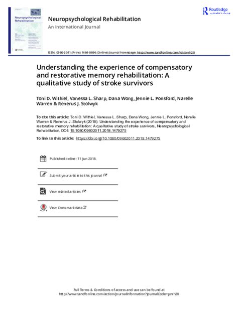 Pdf Understanding The Experience Of Compensatory And Restorative Memory Rehabilitation A
