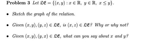 Solved Problem 3 Let Le Xyx∈ry∈rx≤y Sketch The