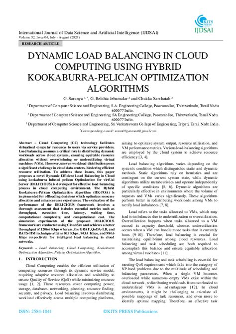 Pdf Dynamic Load Balancing In Cloud Computing Using Hybrid Kookaburra