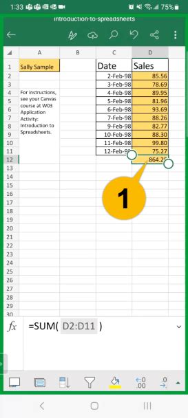 Sum Function Excel Android App